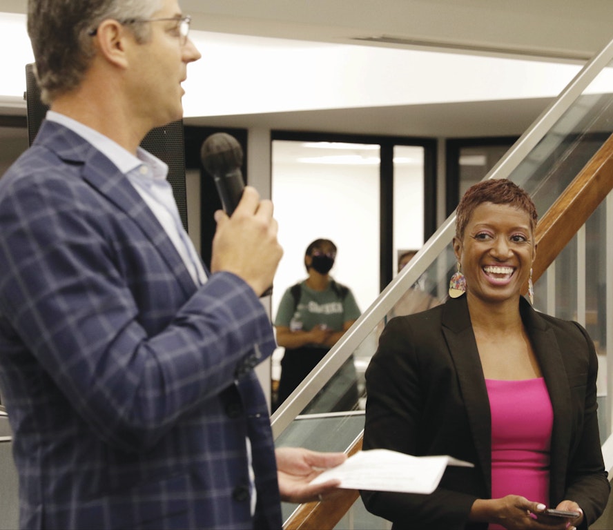 Grant Moise, publisher of The Dallas Morning News , introduces Katrice ...