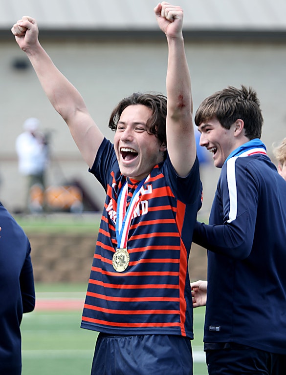 Frisco Wakeland's Brennan Bezdek celebates his team’s Class 5A state ...