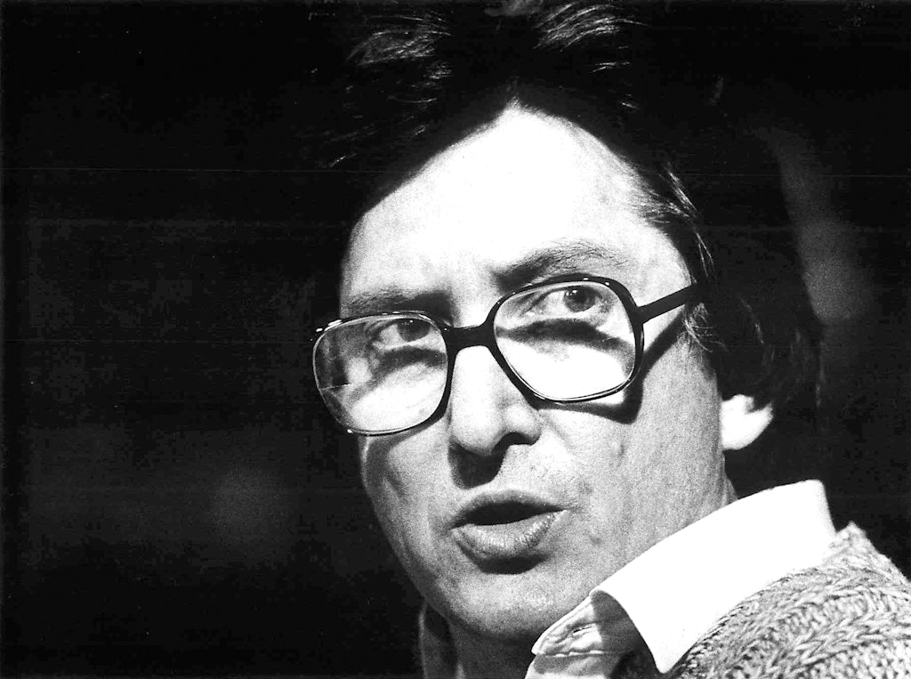 taken in april 1983 director adrian hall meets with actors during a ...